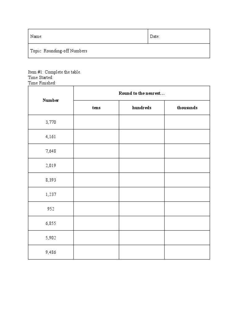 Rounding Off Numbers Worksheet | PDF