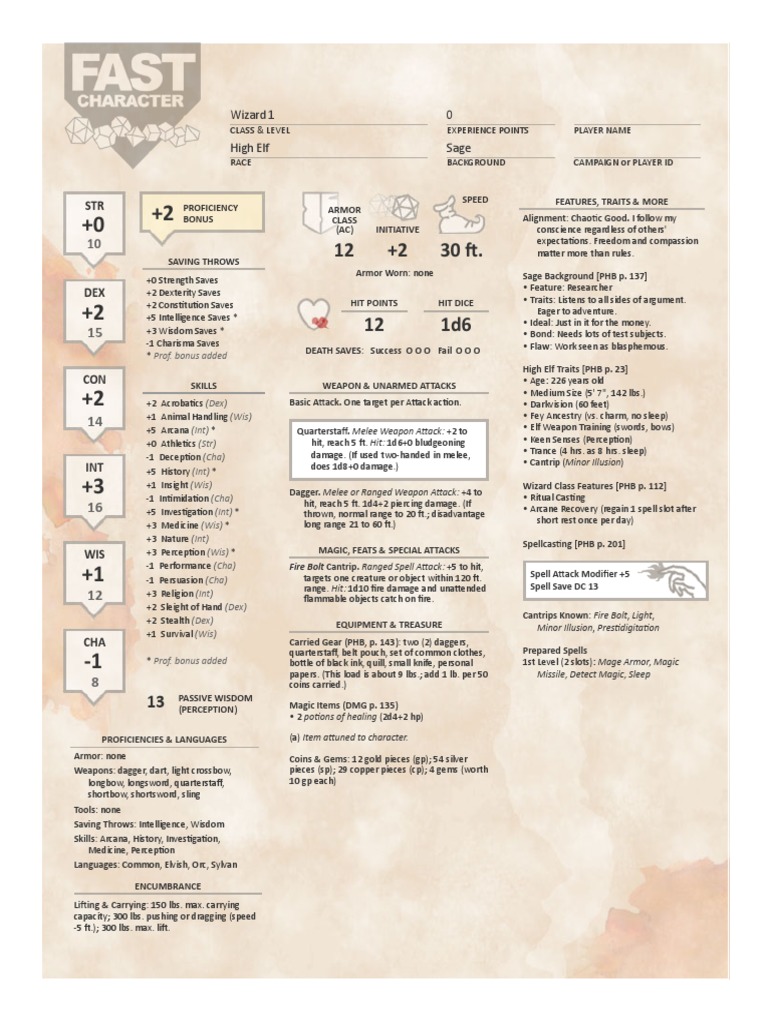High Elf Wizard 1 | PDF | Fantasy Role Playing Games | Role Playing Games