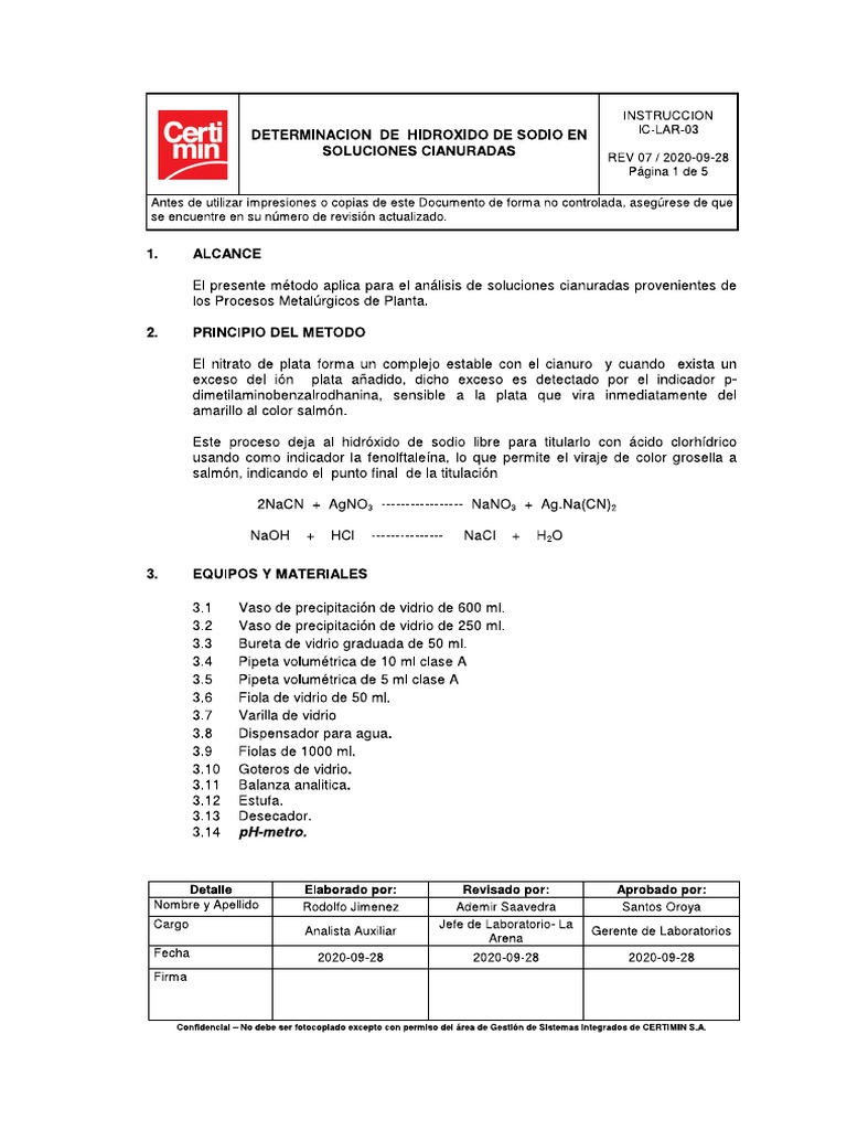 Determinacion De Hidroxido De Sodio En S Pdf