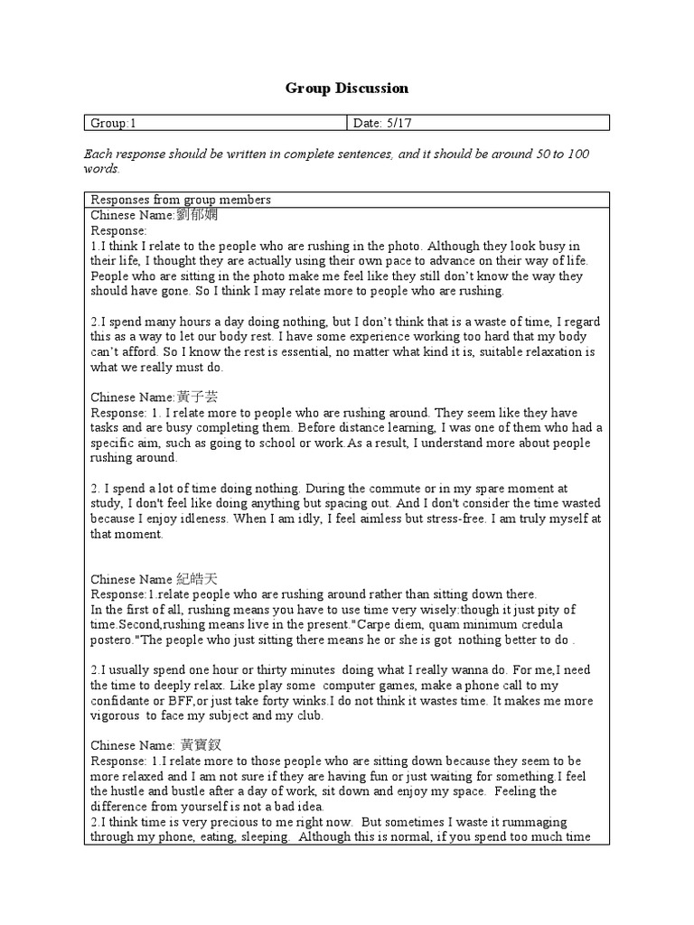Group Discussion Worksheet | PDF