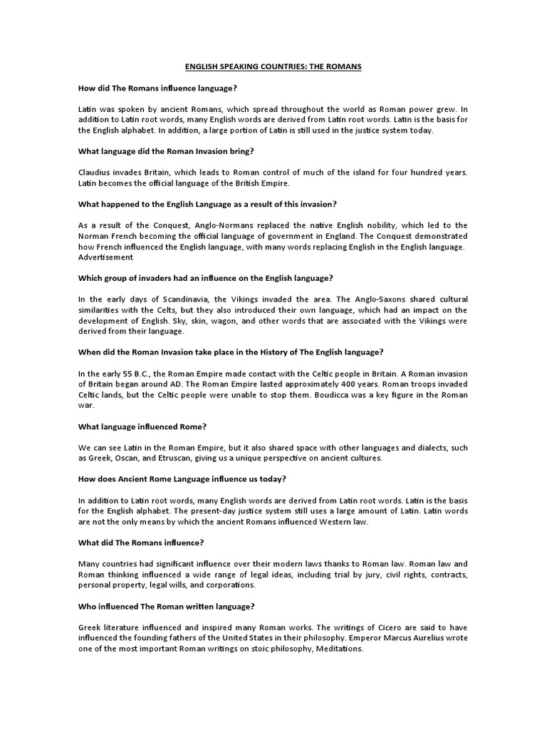 The Romans | PDF | English Language | Roman Empire