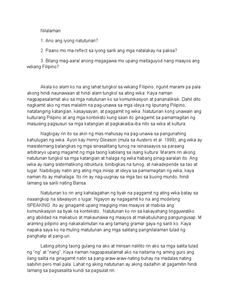 Reflection Ano Natutunan Sa Komunikasyon at Pananaliksik | PDF