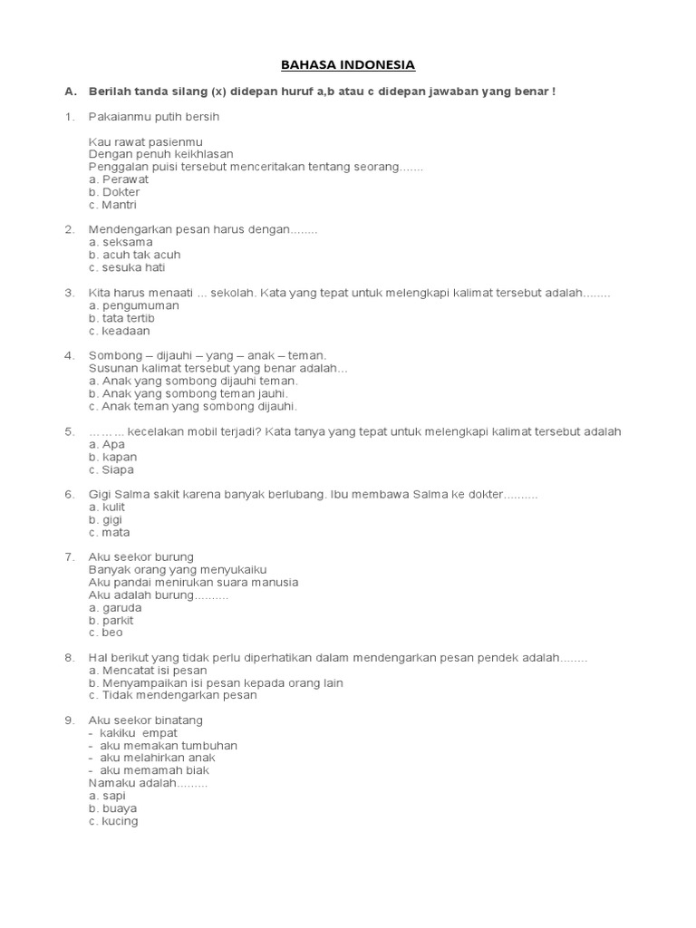 Bahasa Indonesia KLS 2 SD | PDF