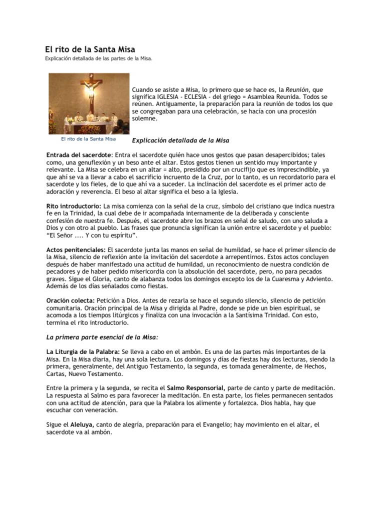 El Rito de La Santa Misa | PDF | Misa (liturgia) | eucaristía