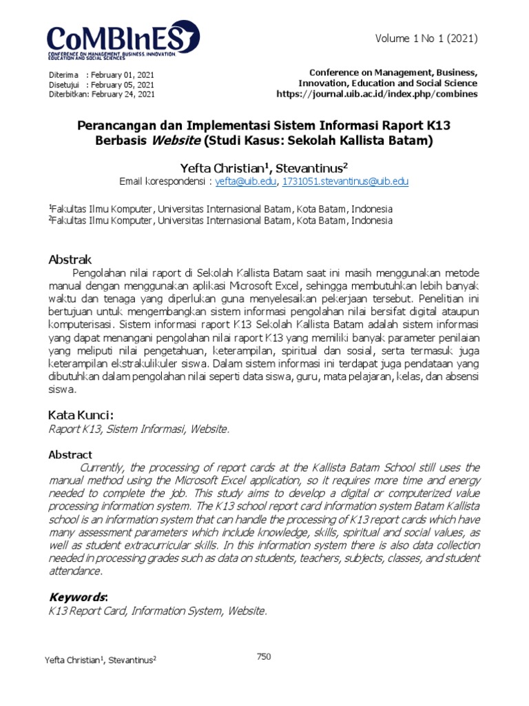 Website: Perancangan Dan Implementasi Sistem Informasi Raport K13 Berbasis (Studi Kasus: Sekolah ...