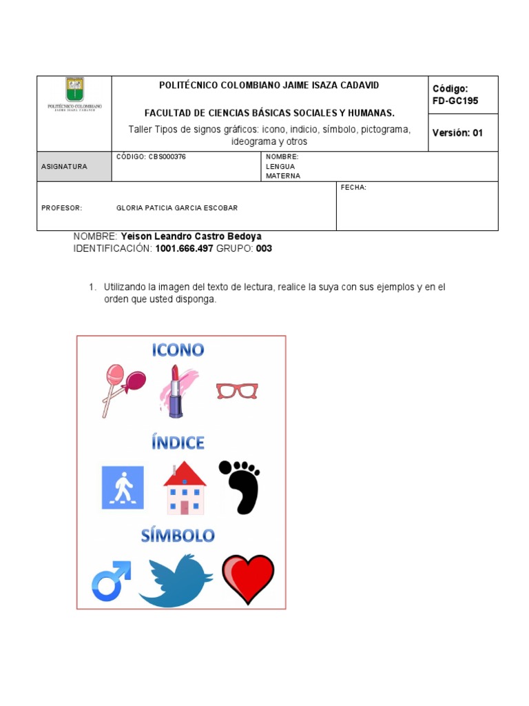 Taller Sobre Icono, Indicio, Símbolo, Pictograma, Ideograma y Otros ...