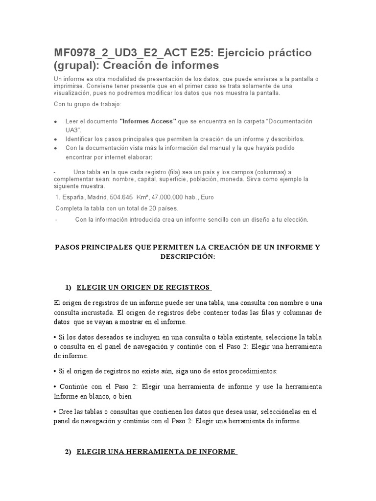 E25 Ejercicio Práctico (Grupal) Creación de Informes | PDF | Bases de datos | Archivo de computadora