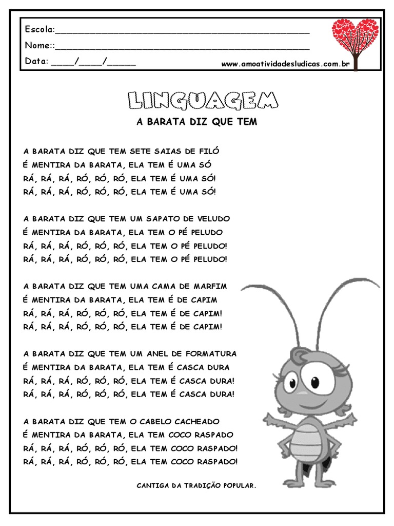 A Barata Diz Que Tem: Uma Cantiga Infantil sobre a Personagem da Barata ...