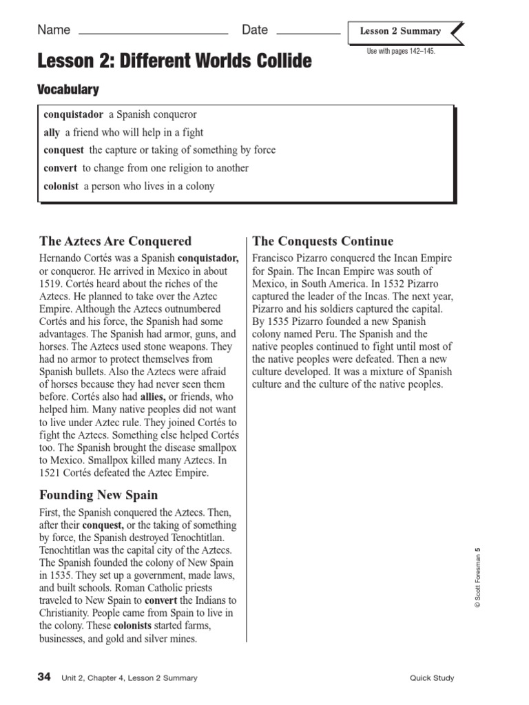 Lesson 2. Different Worlds Collide | PDF | Francisco Pizarro | Hernán ...