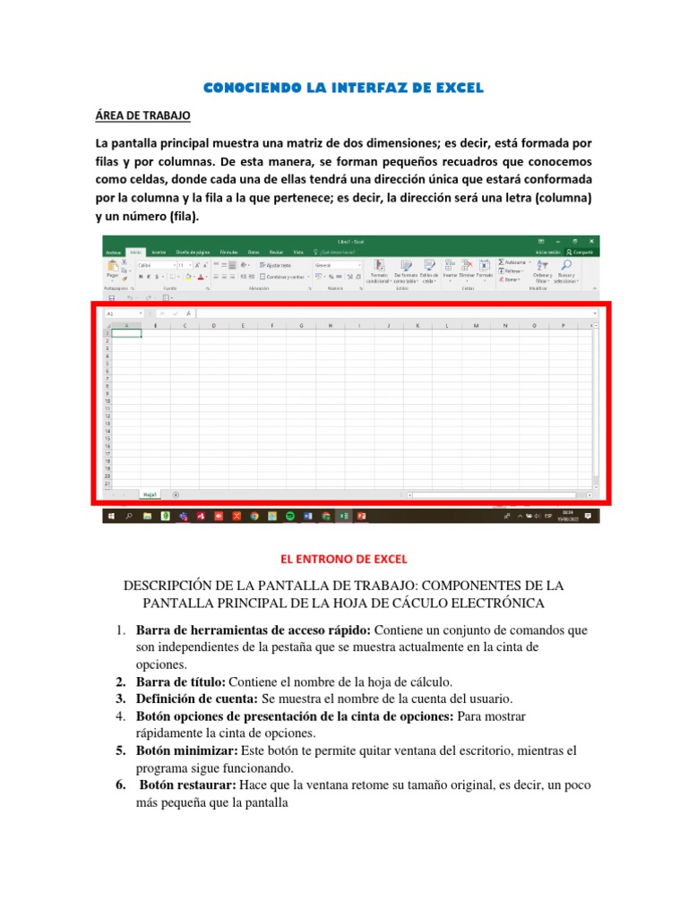 CONOCIENDO LA INTERFAZ DE EXCEL.19-08-22pdf | PDF | Microsoft Excel ...