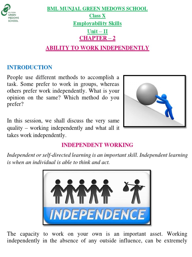 Unit - II Chapter - 2 Ability To Work Independently | PDF | Motivational | Motivation