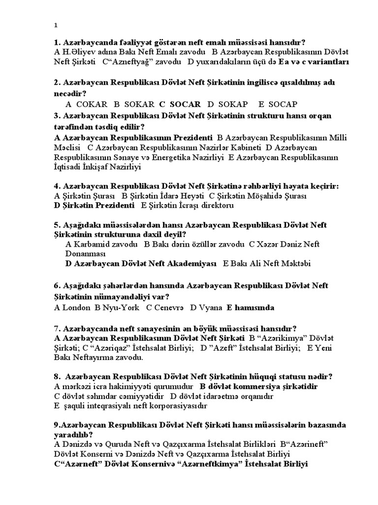 1 Test 2 Cavab Socarın Tarixi | PDF