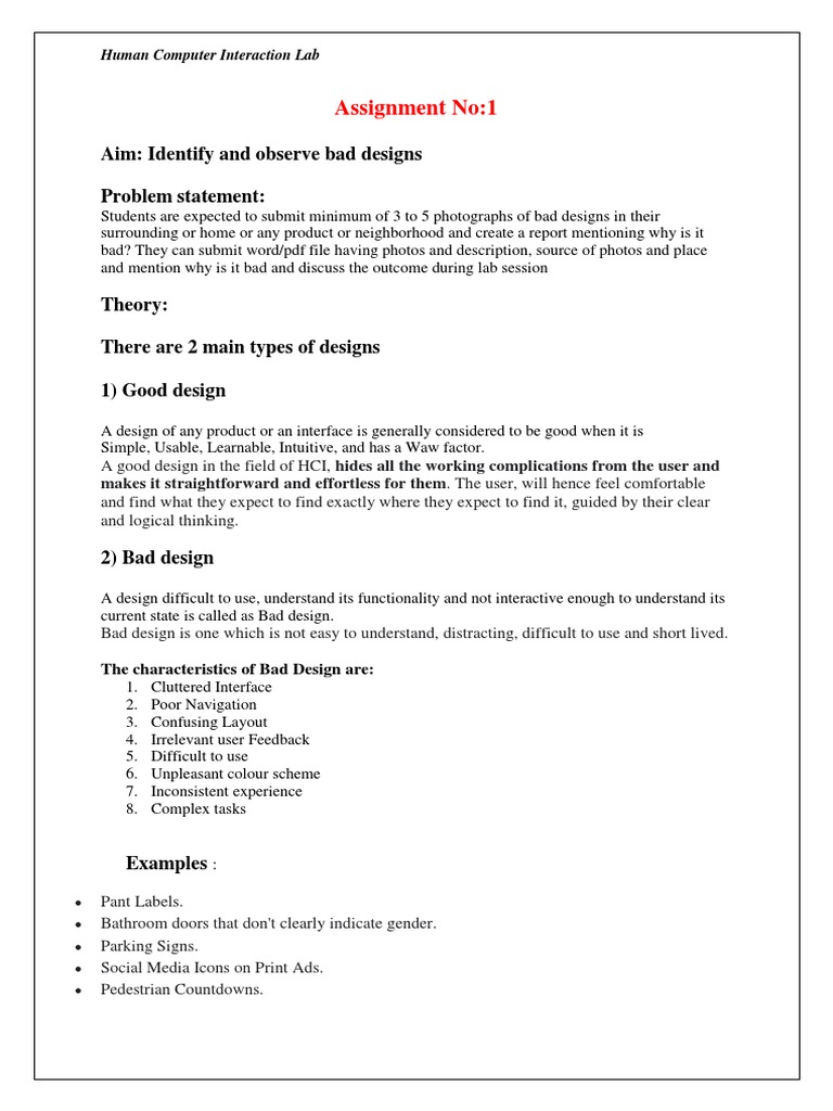 HCIL - Assignment 1 and 2 (28-7-22) | PDF | Human–Computer Interaction | Computing