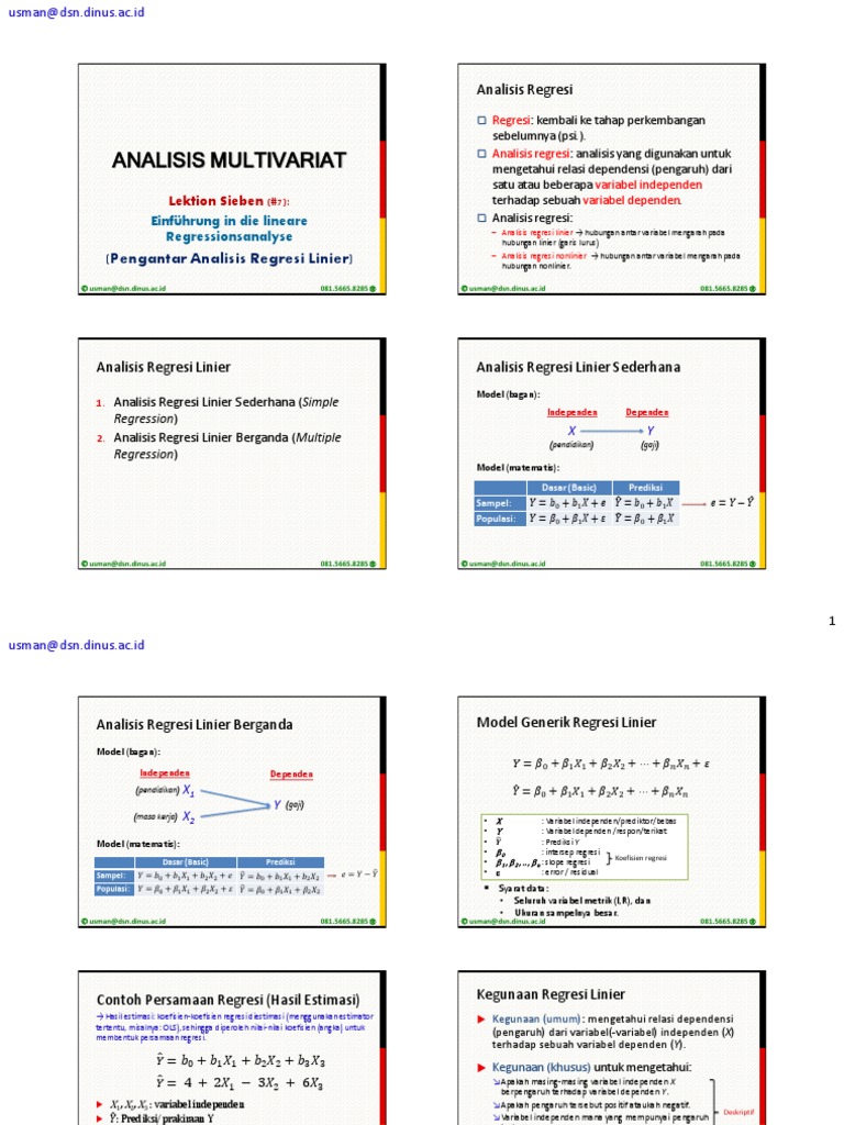 Analisis Multivariat#7 - Pengantar Analisis Regresi Linier | PDF