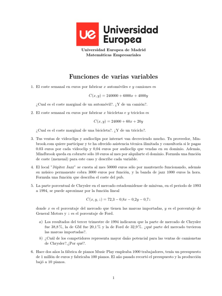 Ejercicios Dos Variables | PDF | Presupuesto | Economias