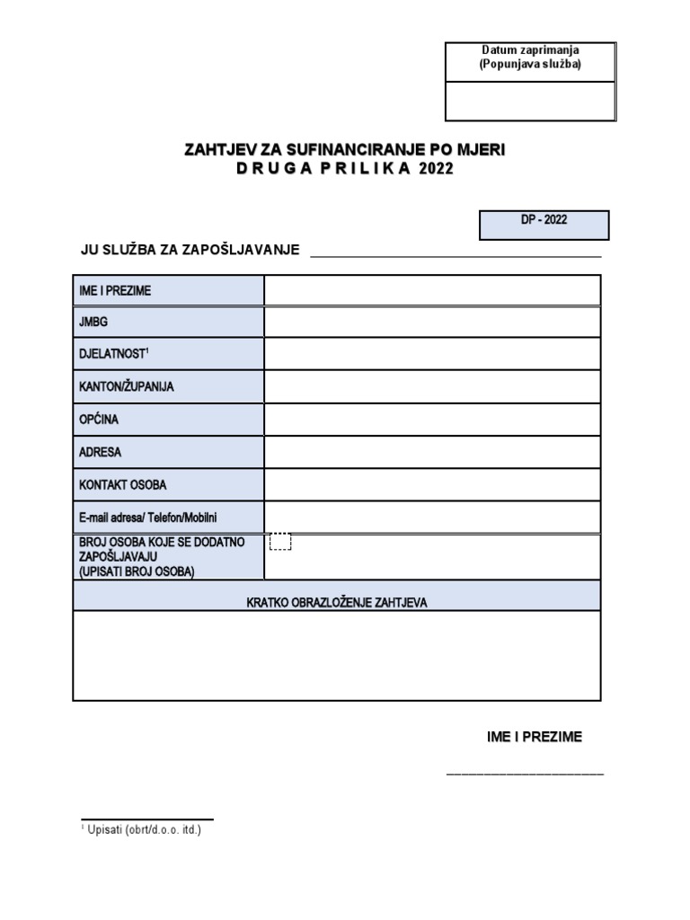 Obrazac DP 2022 | PDF