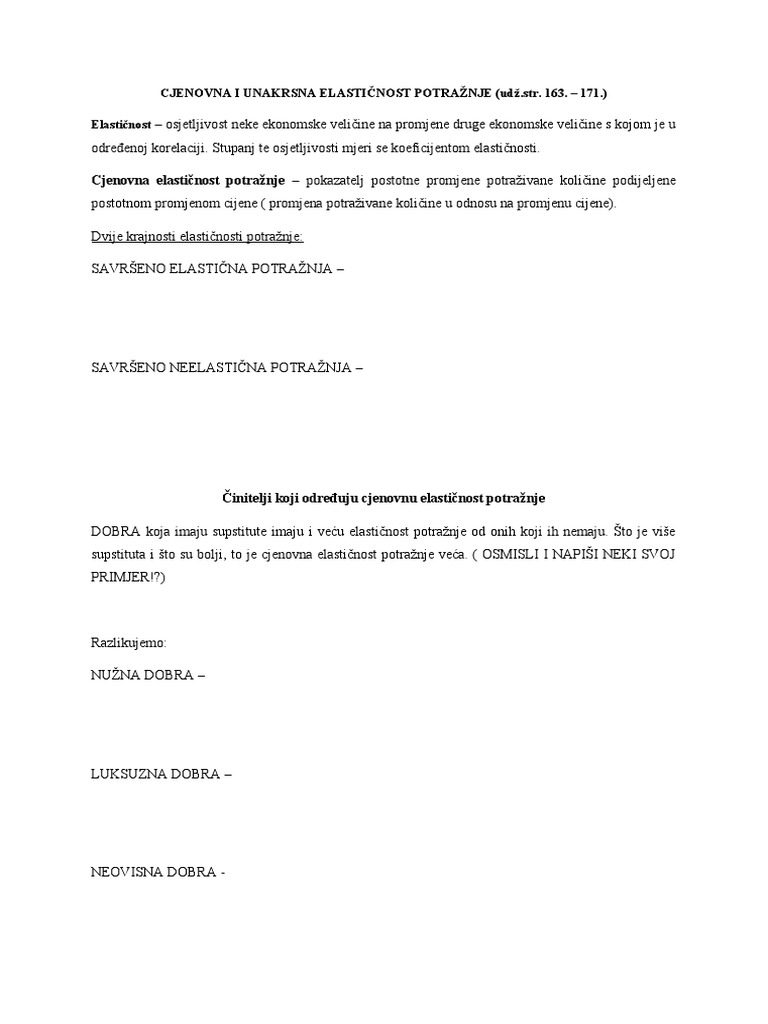 Cjenovna I Unakrsna Elasticnost Potraznje | PDF