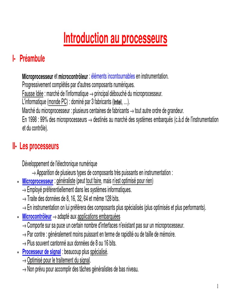 Cours Microcontrôleur Microprocesseur 47 | PDF | Microprocesseur | Processeur