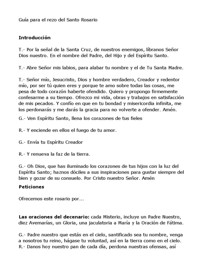 Guía para El Rezo Del Santo Rosario | PDF | María, madre de Jesús ...