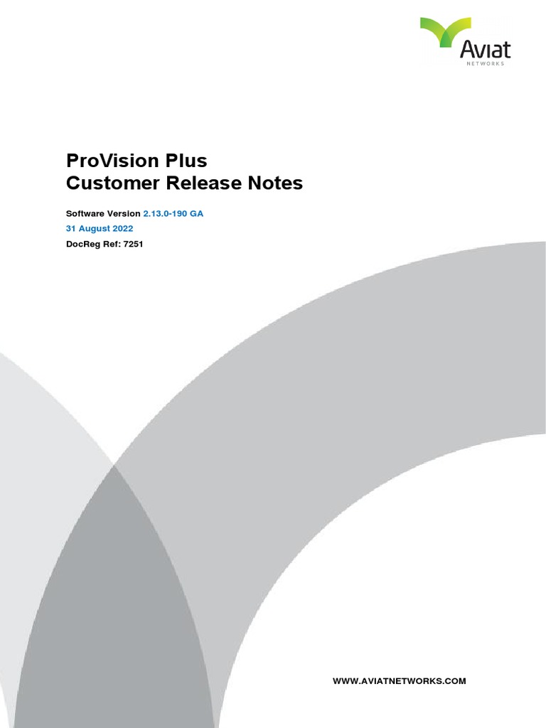 ProVision Plus Rel 2.13 GA Customer Release Notes 2022-AUG-31 | PDF ...