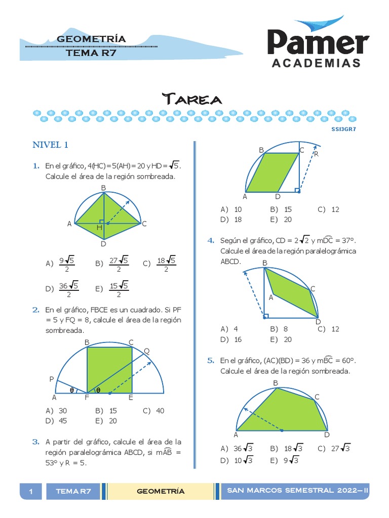 Ometria - Sem R7 - Tarea | PDF | Geometría Elemental | Formas geométricas