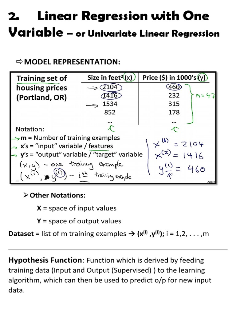 Linear Regression With One Variable | PDF | Regression Analysis | Mean Squared Error