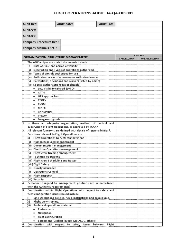 Flight Operations Audit: Assessing Compliance with Organizational ...