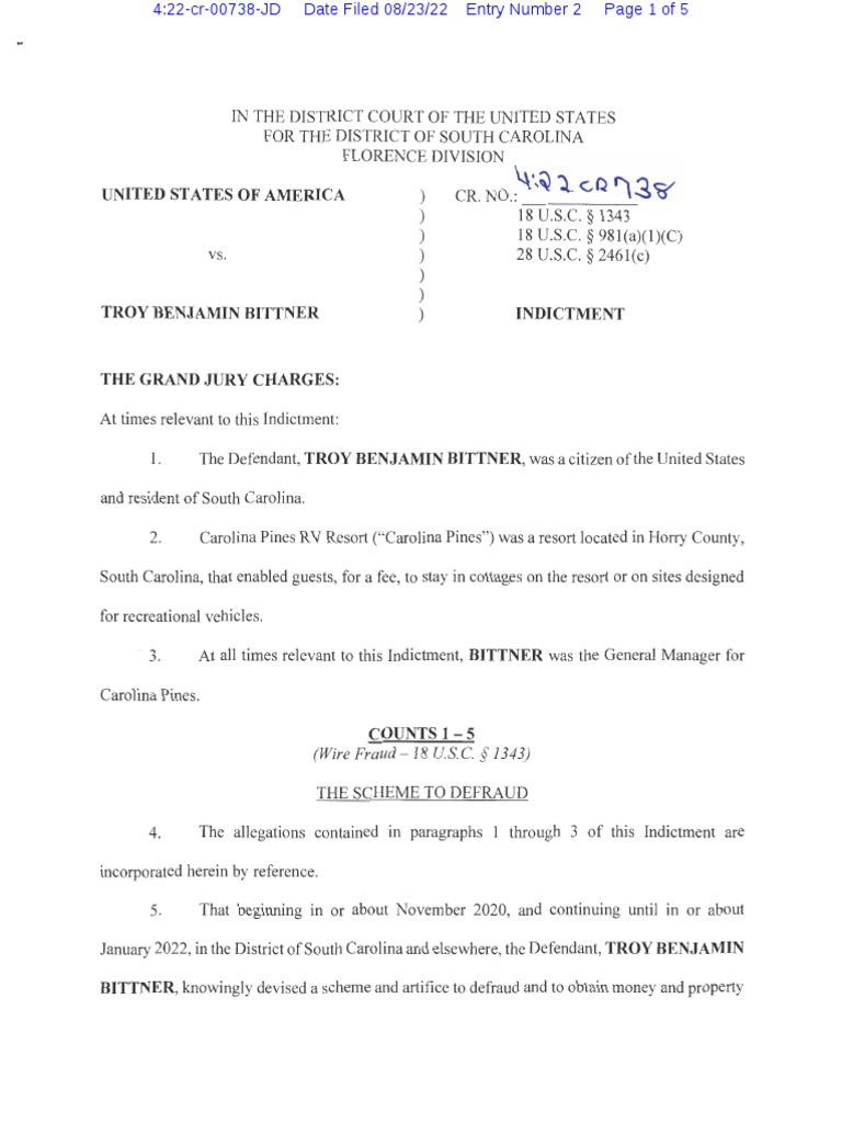 Troy Bittner Indictment | PDF