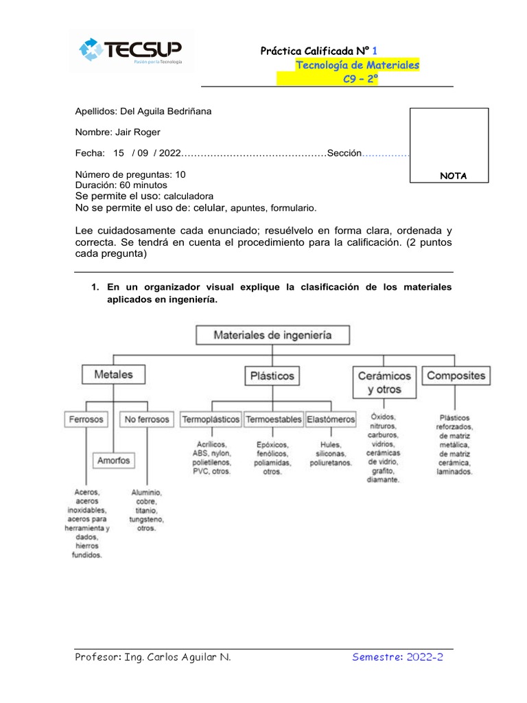 Formato Práctica Calificada (1) Tecnologia de Los Materiales Tecsup ...