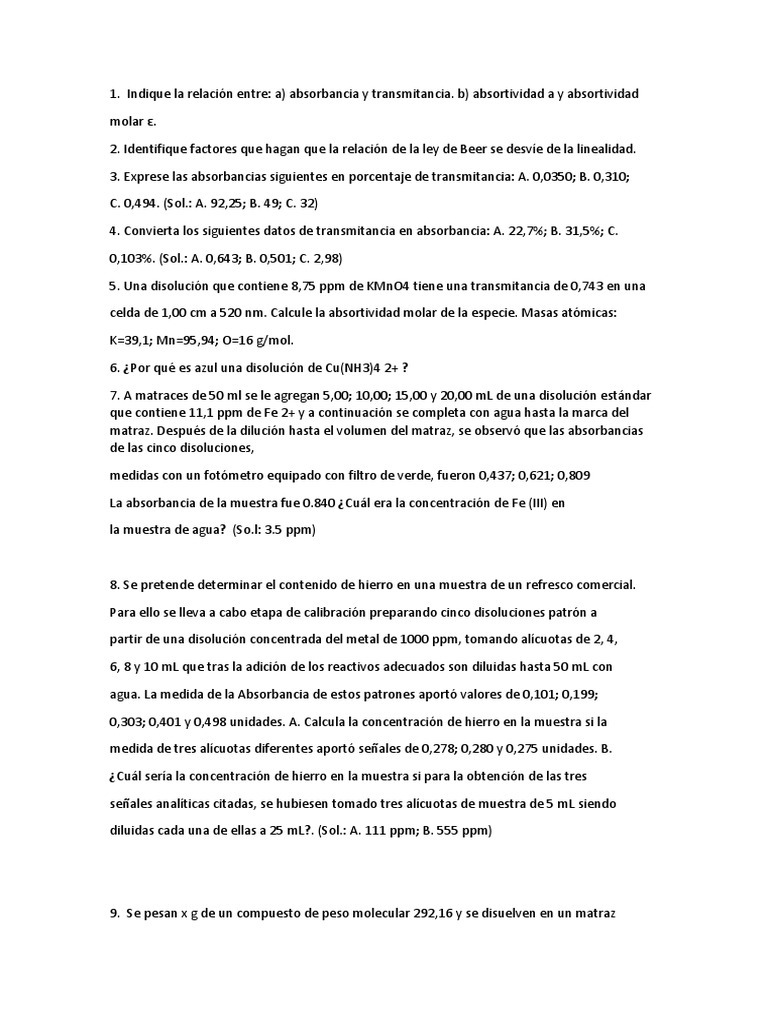 Ejercicios Tema 2 y 3 Finales | PDF | Concentración | Química