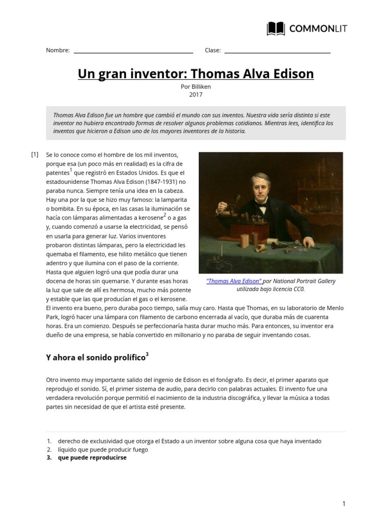 Un Gran Inventor Thomas Alva Edison | PDF | Thomas Edison