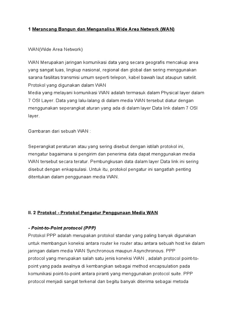 1 Merancang Bangun Dan Menganalisa Wide Area Network (WAN) : - Point-to-Point Protocol (PPP) | PDF