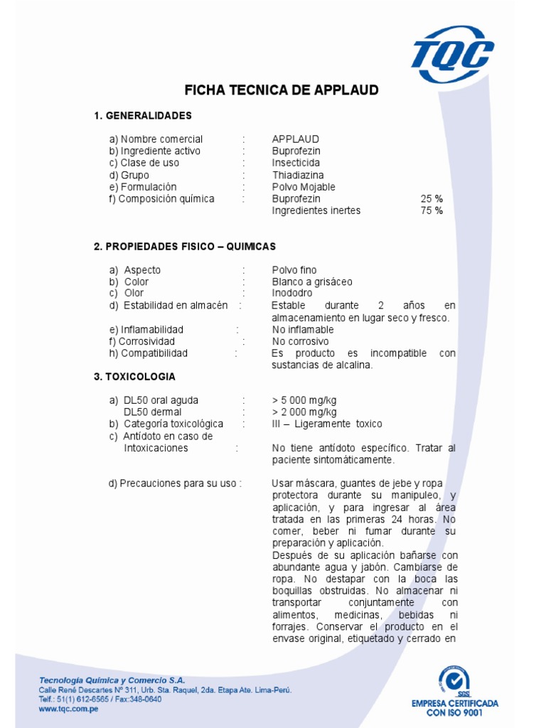 Ficha técnica de Applaud, un insecticida de contacto e ingestión para ...