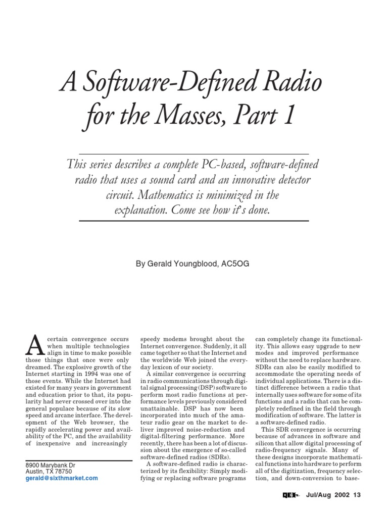 A Software-Defined Radio For The Masses - Gerald Youngblood | PDF | Detector (Radio) | Sampling ...