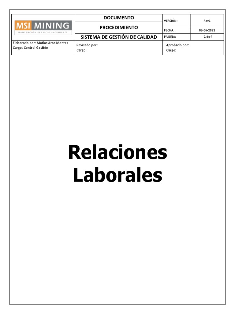 Procedimiento - Relaciones Laborales | PDF | Salario | Business