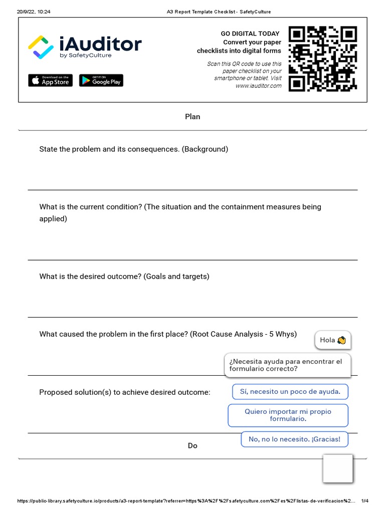 A3 Report Template Checklist - SafetyCulture | PDF | Information Technology | Computing