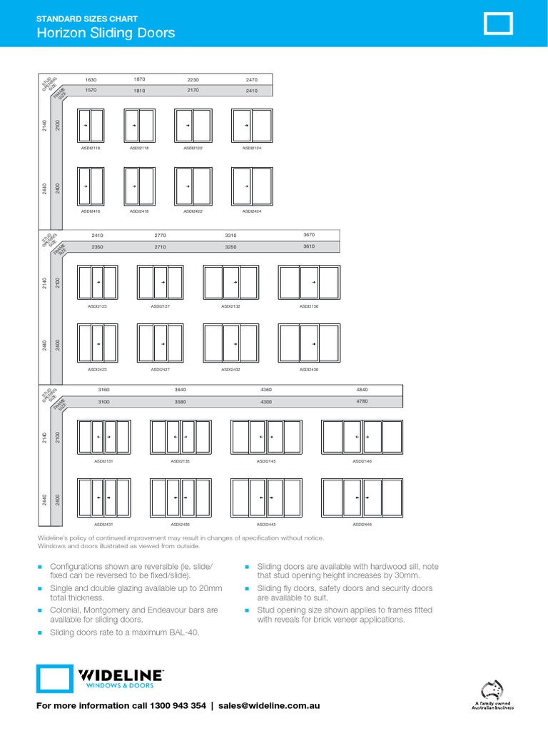 Standard Sliding Door Dimensions Chart | PDF | Door | Window
