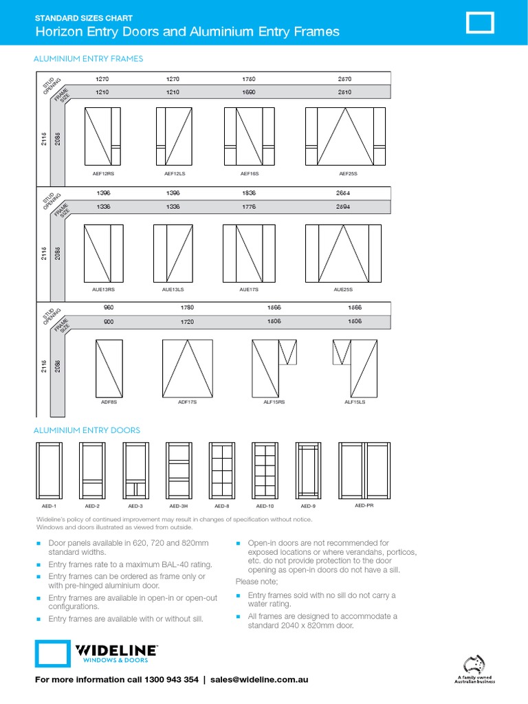 WIDELINE Entry Doors Aluminium Entry Frames Standard Size | PDF | Door ...