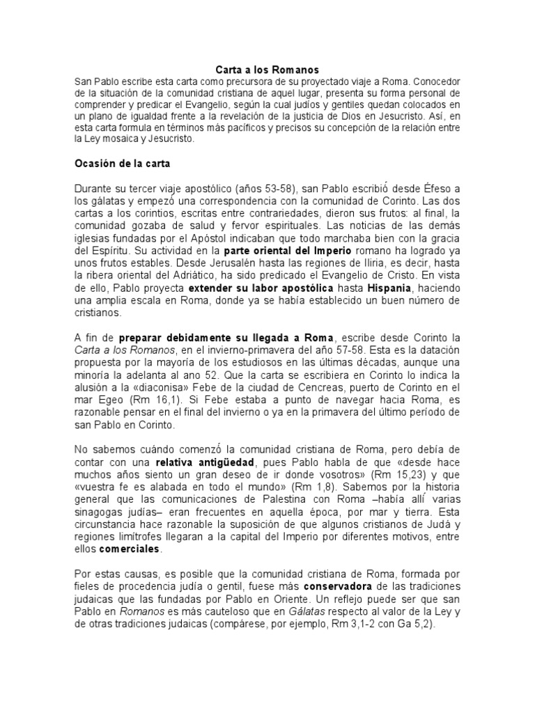 Carta A Los Romanos | PDF | Pablo el apóstol | Epístola a los romanos