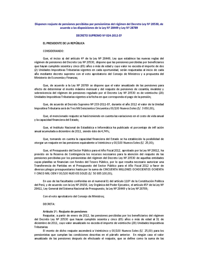D.S 024-2012-Ef | PDF | Presupuesto | Costo de la vida