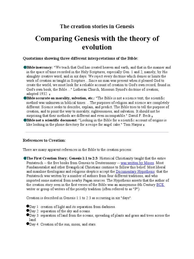 The Creation Stories in Genesis | PDF | Genesis Creation Narrative | Adam And Eve