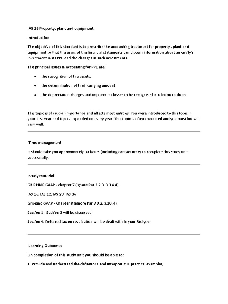Study Guide - IAS 16 | PDF