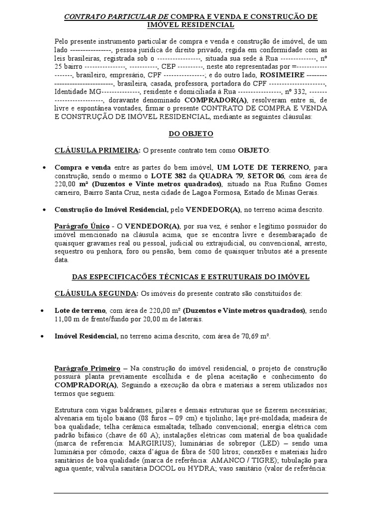 Modelo de Contrato de Compra e Venda | PDF | Direito Comum