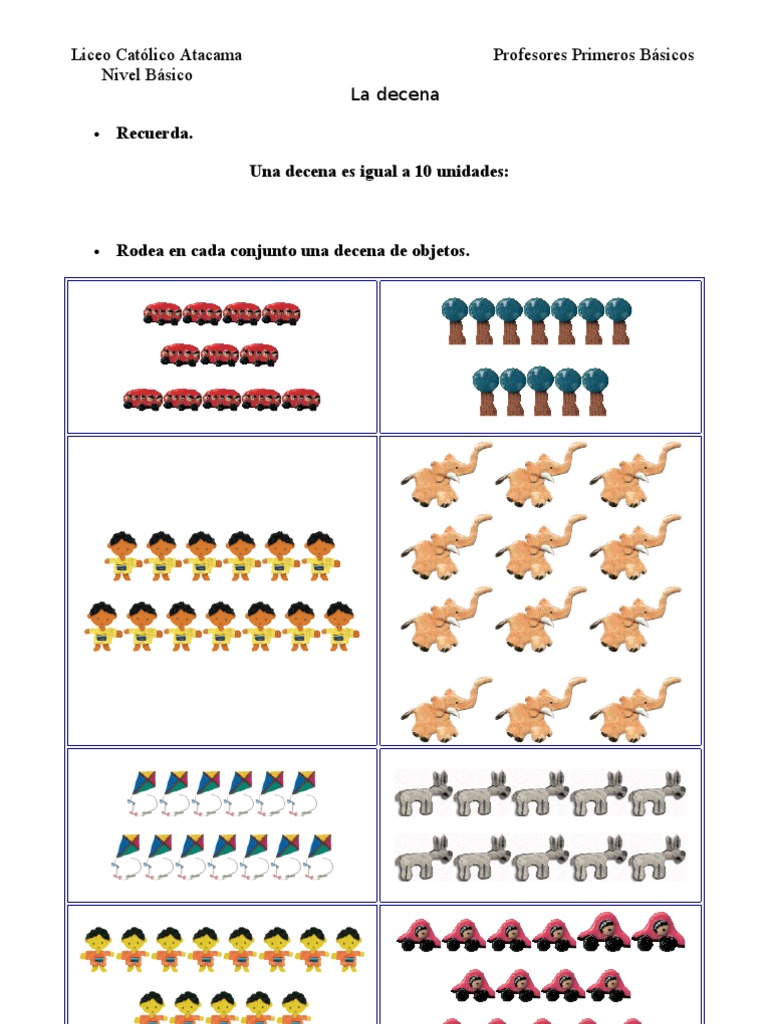 Ejemplos de Decenas para Niños | PDF