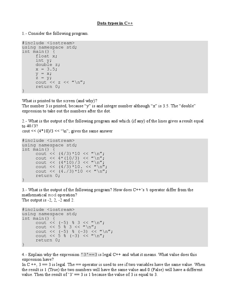 Numbers Exercises Pdf Integer Computer Science Namespace