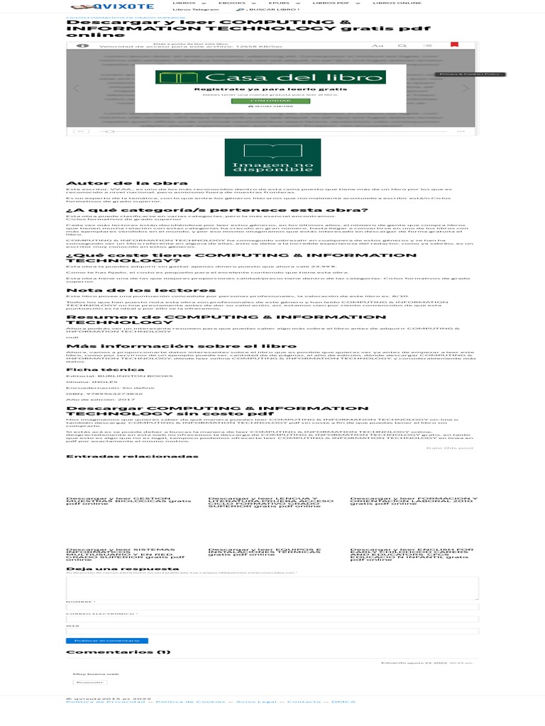 ? Descargar y leer COMPUTING & INFORMATION TECHNOLOGY gratis pdf online 【DESCARGAR】 | PDF | Libros