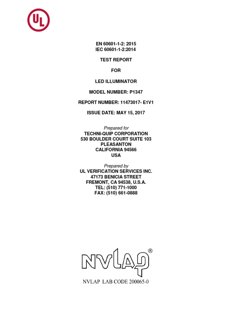 Test Report IEC 60601-2 Led Illuminator | PDF | Mains Electricity | Decibel