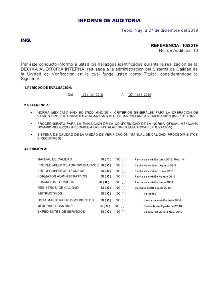 Informe de Auditoria | PDF | Auditoría