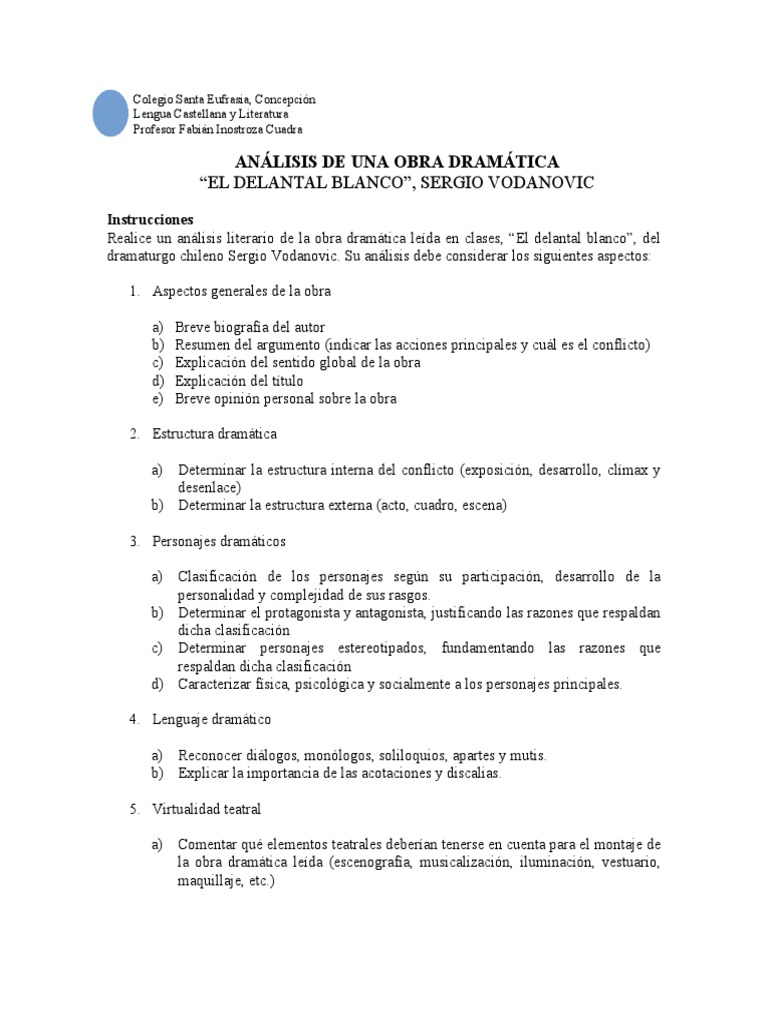 Análisis El Delantal Blanco (1B) | PDF | Teatro