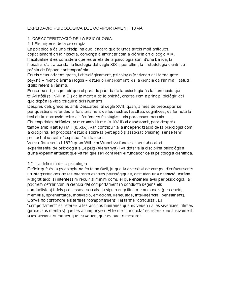 Explicació Psicològica Del Comportament Humà | PDF